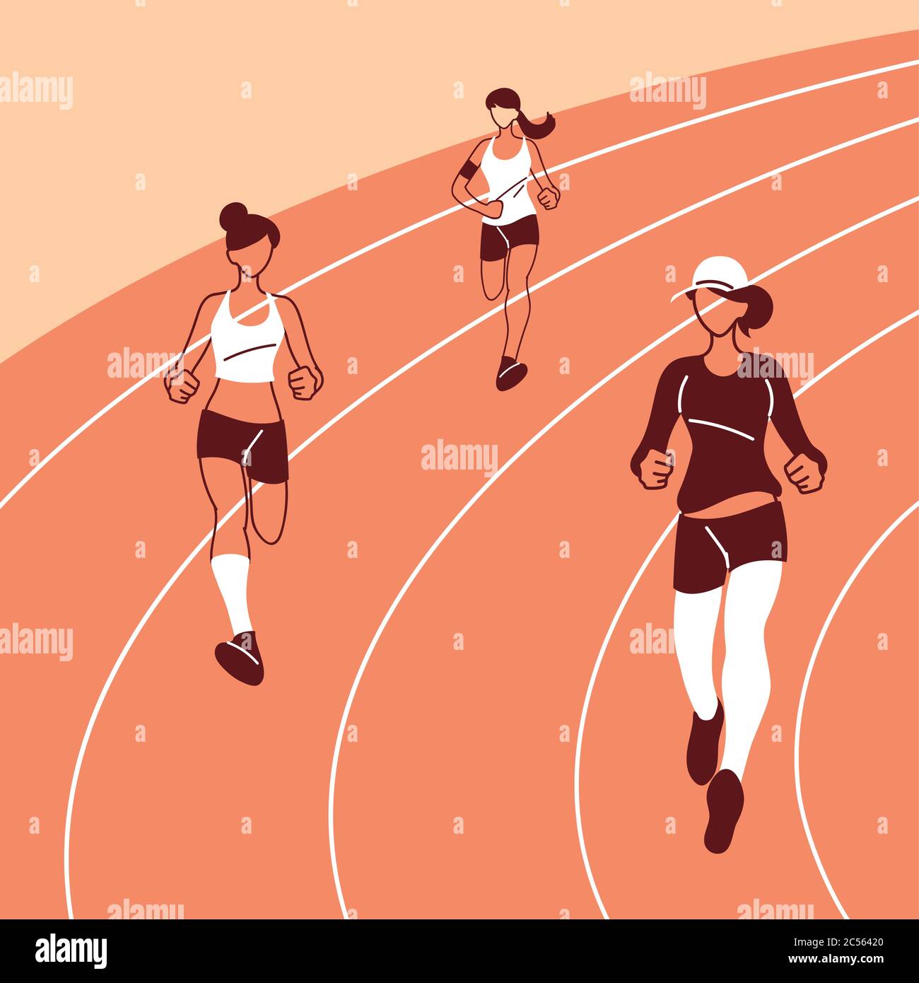 women avatars running design, Marathon athlete training and fitness ...