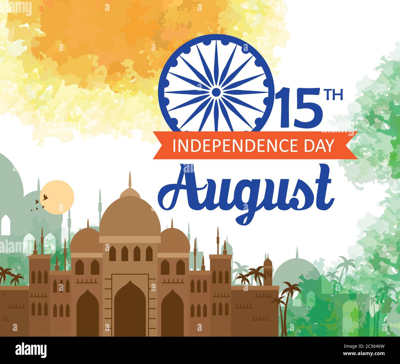 indian happy independence day, celebration 15 august, with taj mahal ...