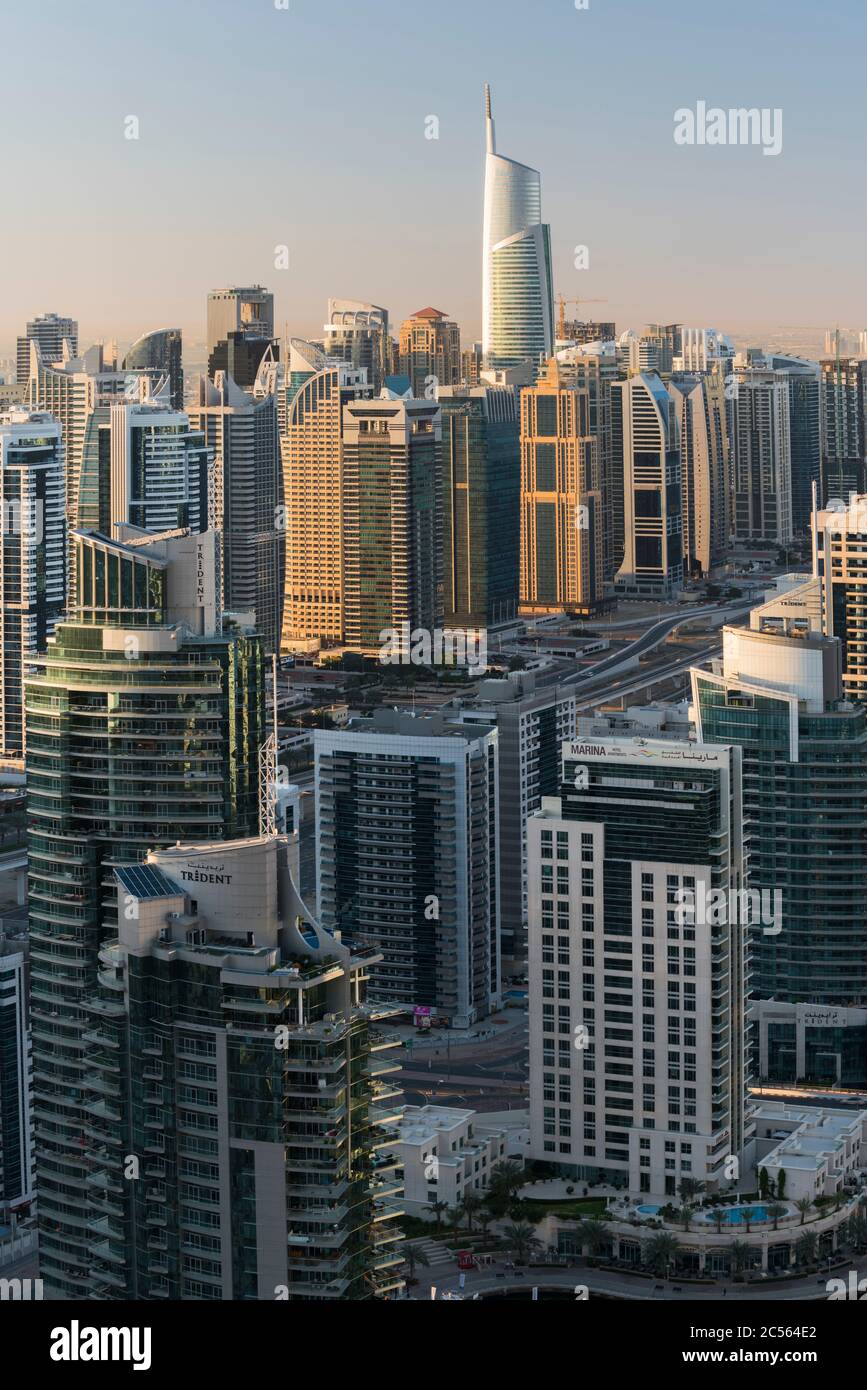 Jumeirah Lake Towers from Dubai Marina, Almas Tower, Sheikh Zayed Road ...
