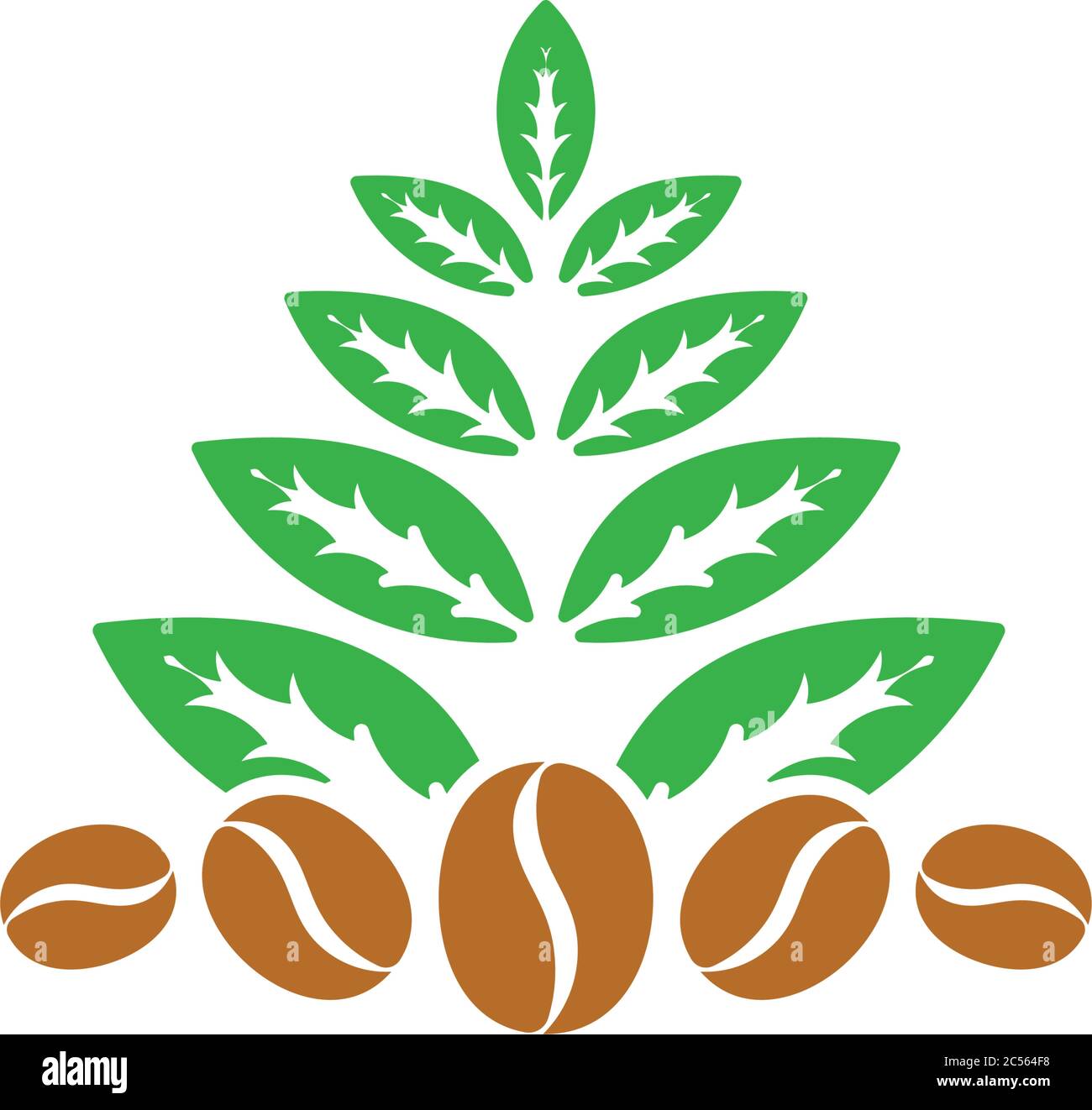 leaf and coffee bean natural food symbol vector Stock Vector Image ...
