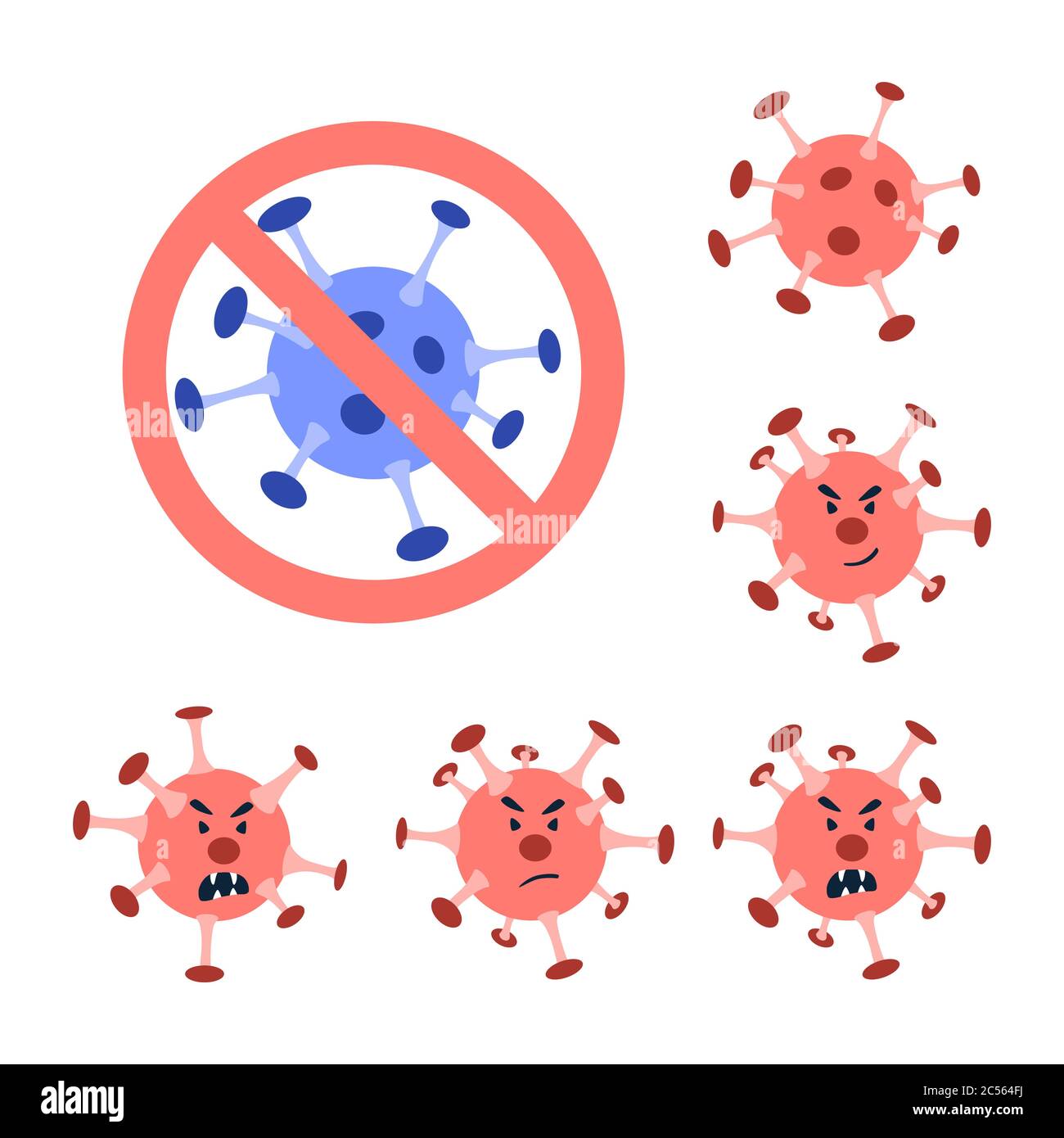 Cartoon virus icons set on white background Stock Vector Image & Art ...