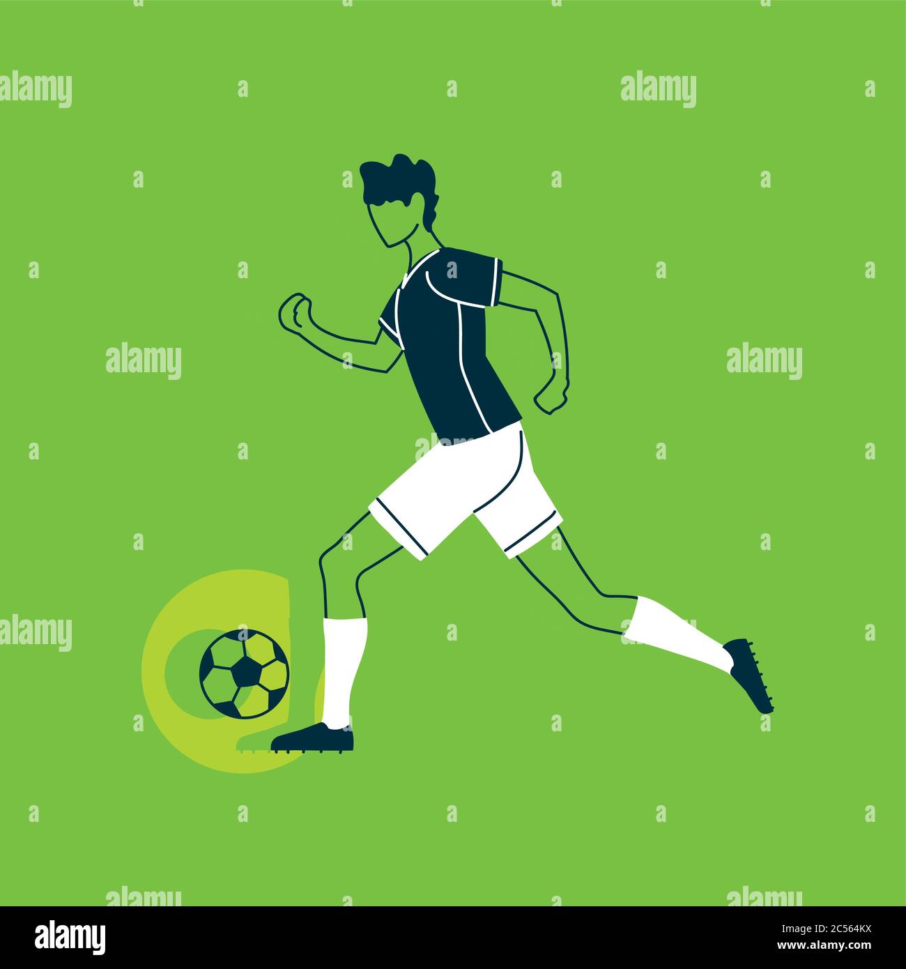 soccer player running with soccer ball vector illustration design Stock ...