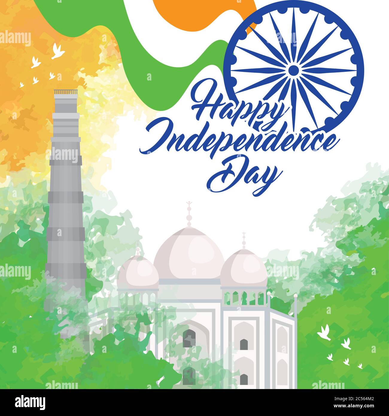 indian happy independence day, monuments and decoration Stock Vector ...