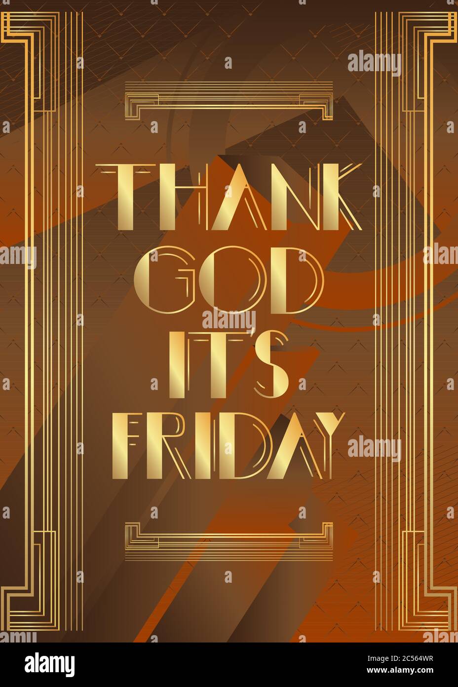 Art Deco Thank God it's Friday text. Decorative greeting card, sign ...