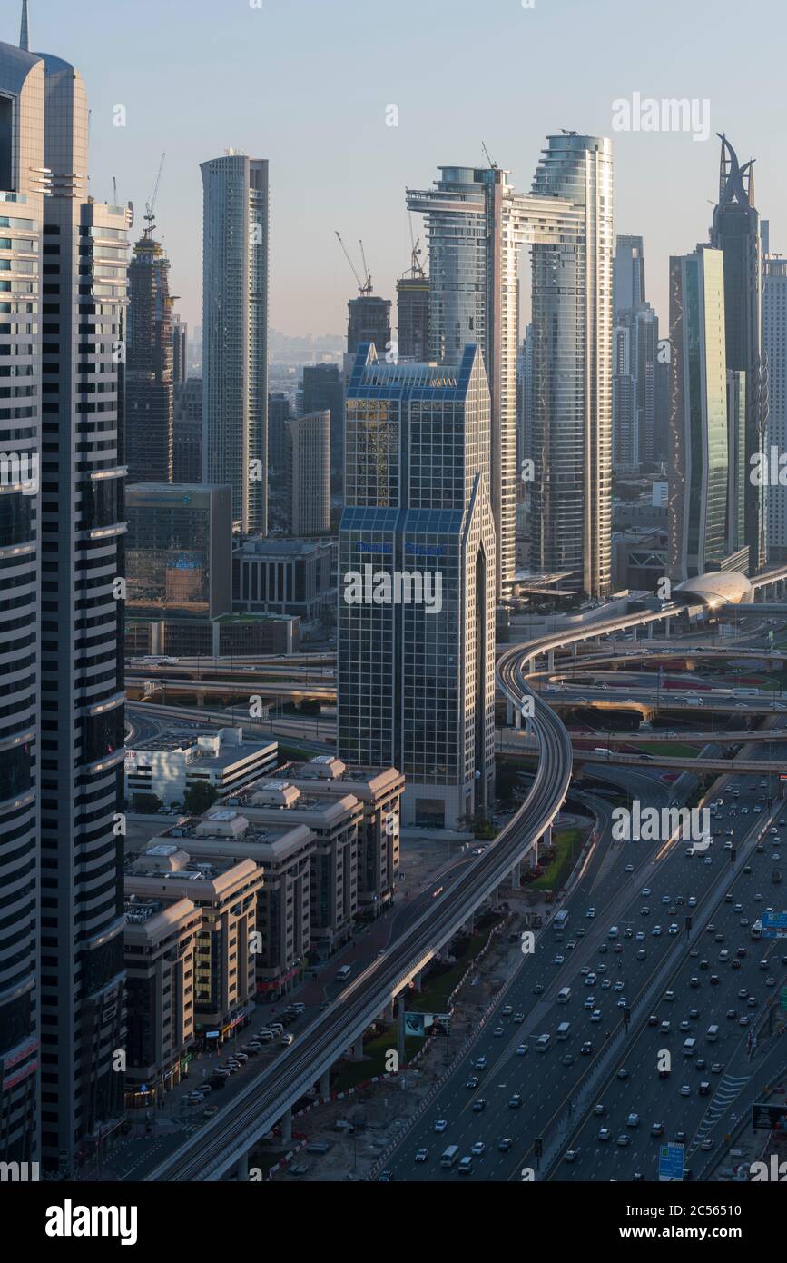 Sheikh Zayed Road, Sky View Hotel, Dubai, United Arab Emirates Stock ...