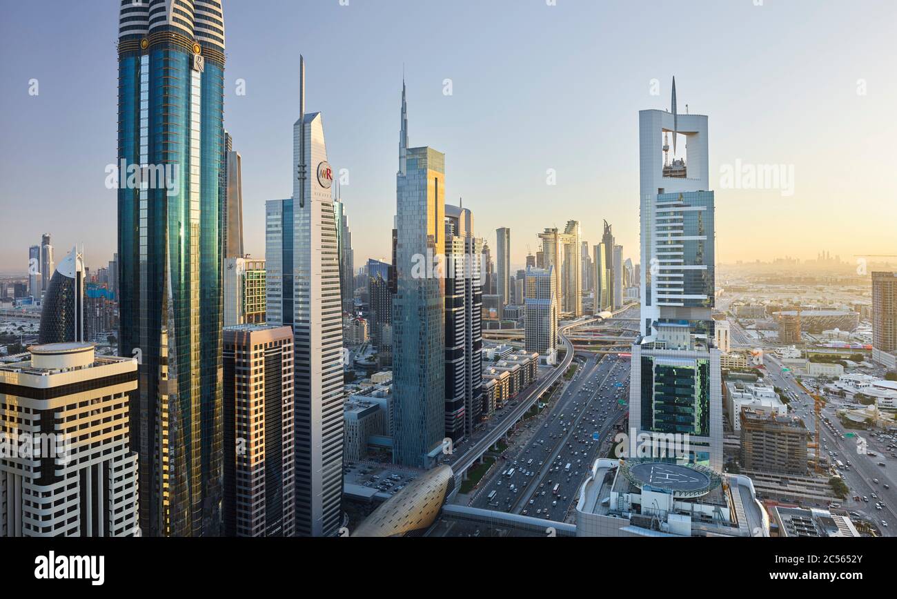View over Sheikh Zayed Road, Chelsea Tower, Dubai, United Arab Emirates ...