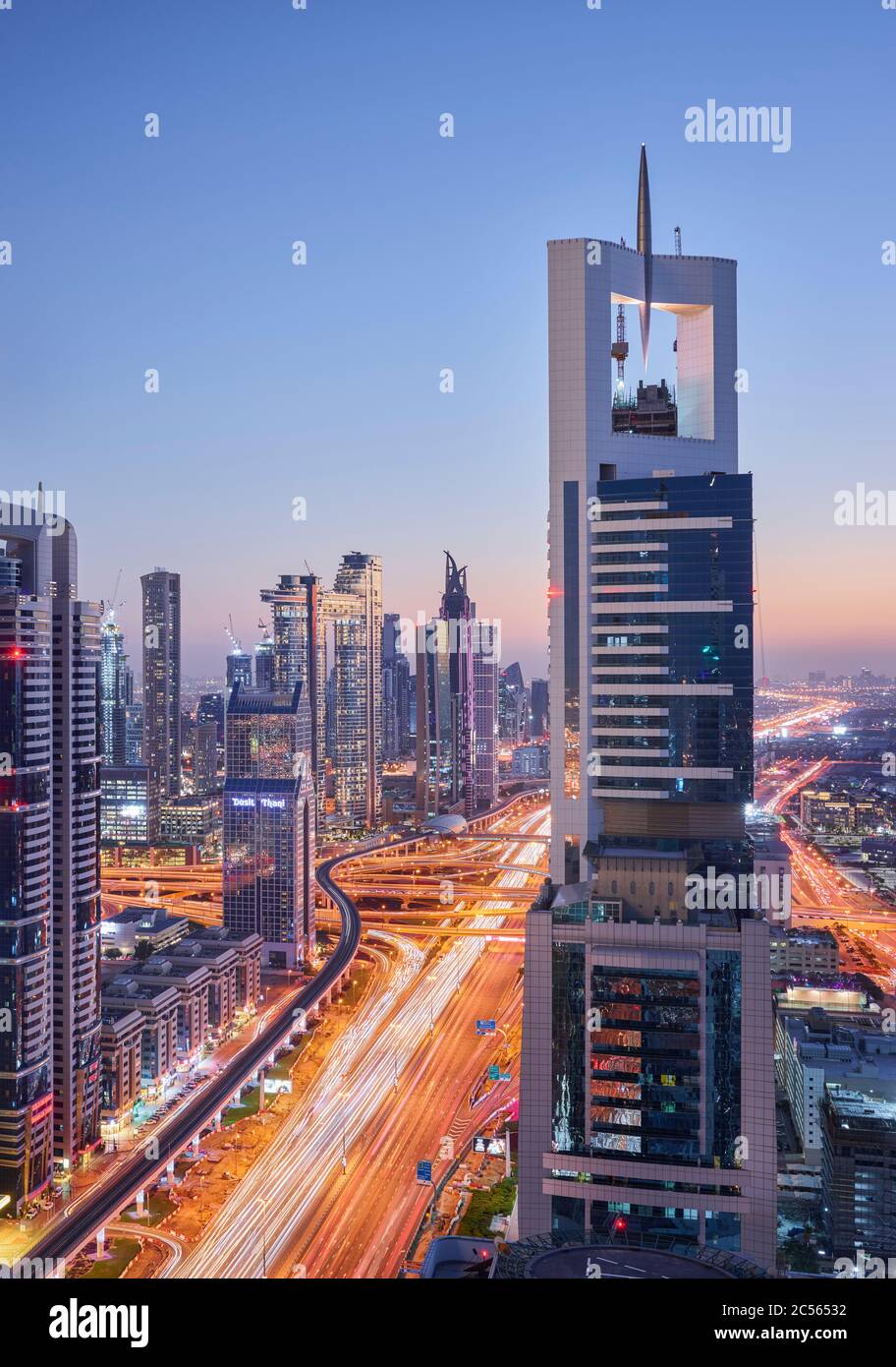 View over Sheikh Zayed Road, Chelsea Tower, Dubai, United Arab Emirates ...