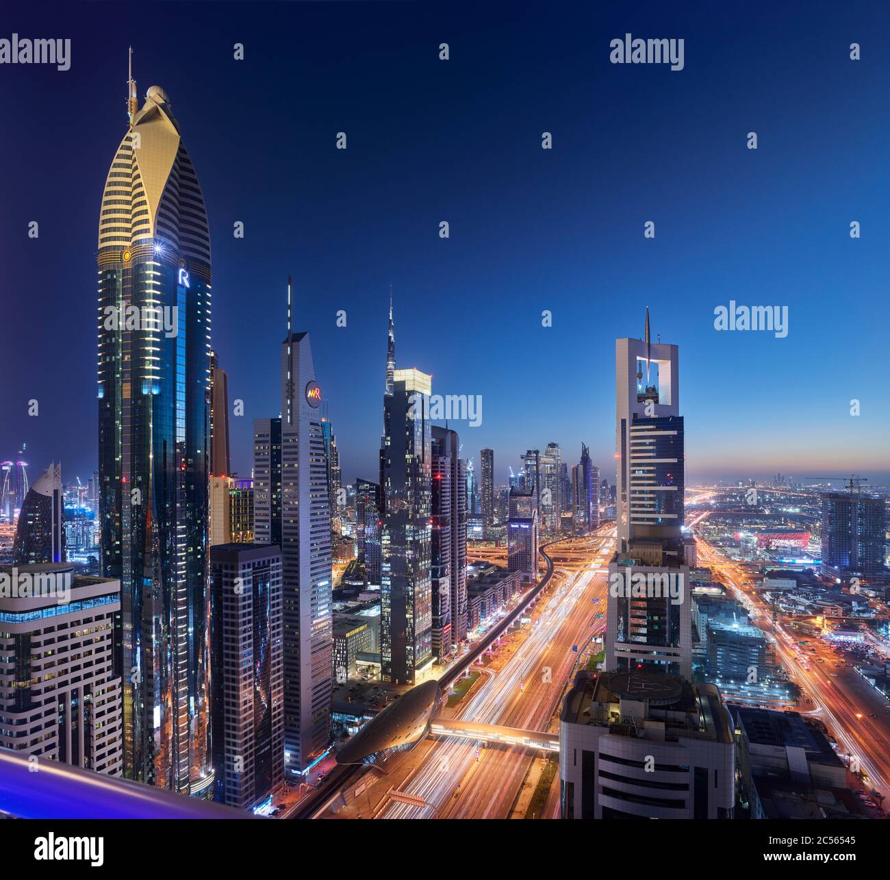 View over Sheikh Zayed Road, Chelsea Tower, Rose Tower, Dubai, United ...