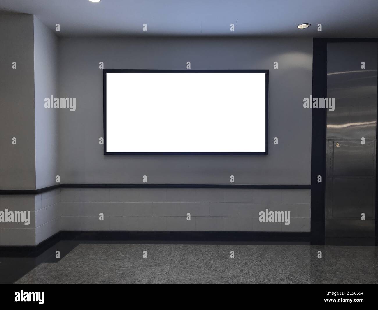 Closeup shot of a blank white screen in the office - perfect for your ...