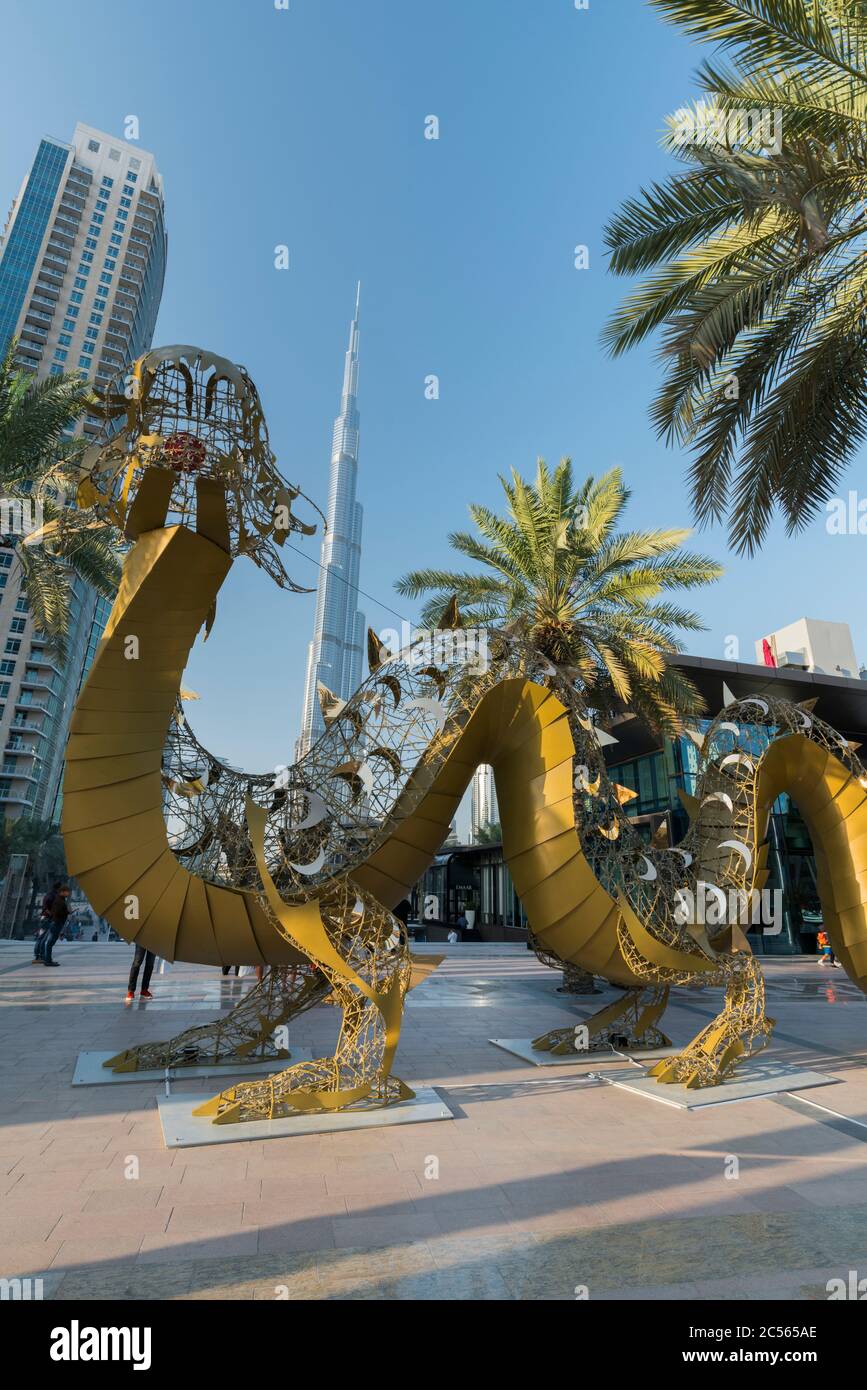 Dragon, Downtown Dubai, Burj Khalifa, Dubai, United Arab Emirates Stock ...