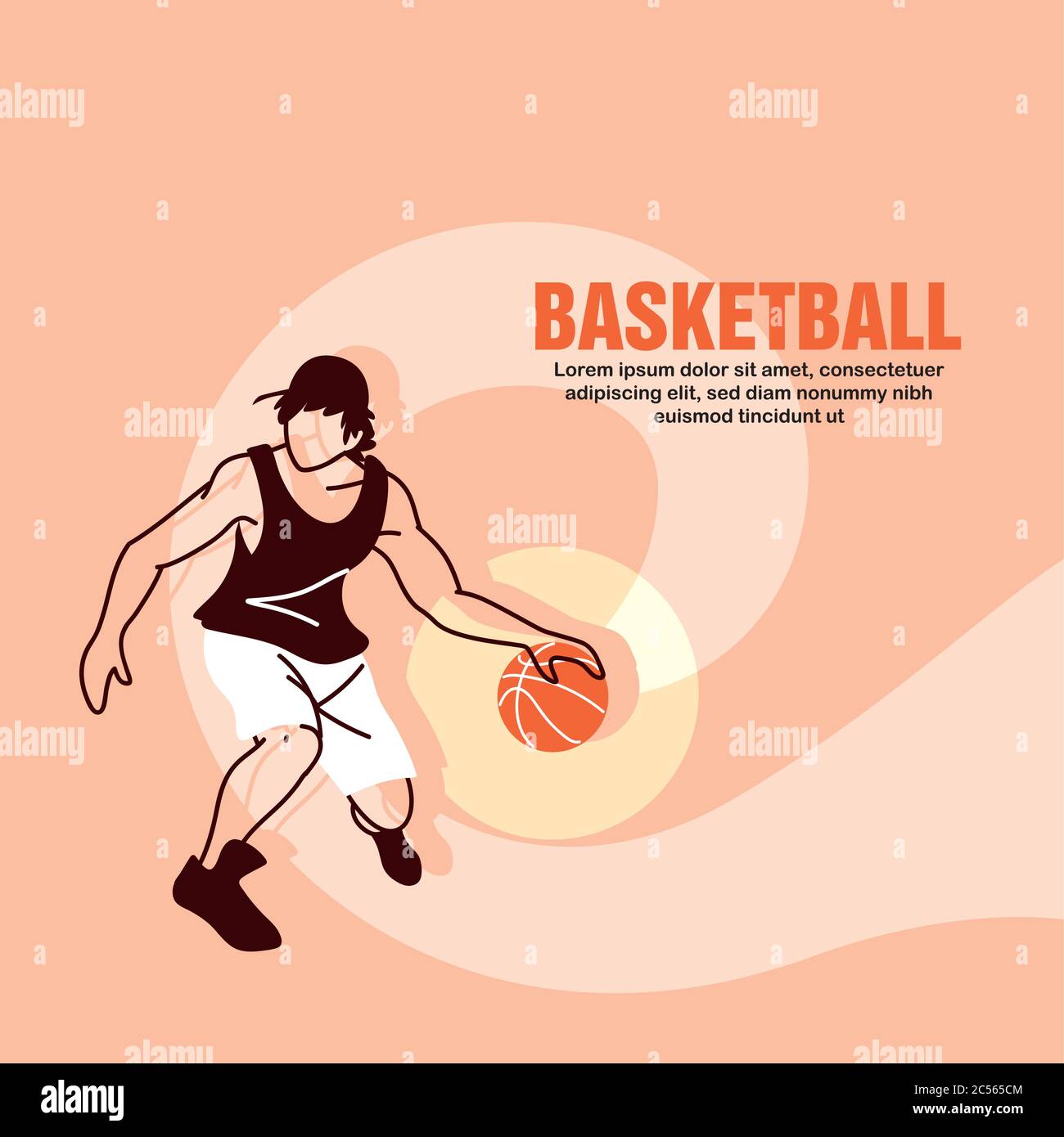 Player man with ball and hat design, Basketball sport hobby competition ...