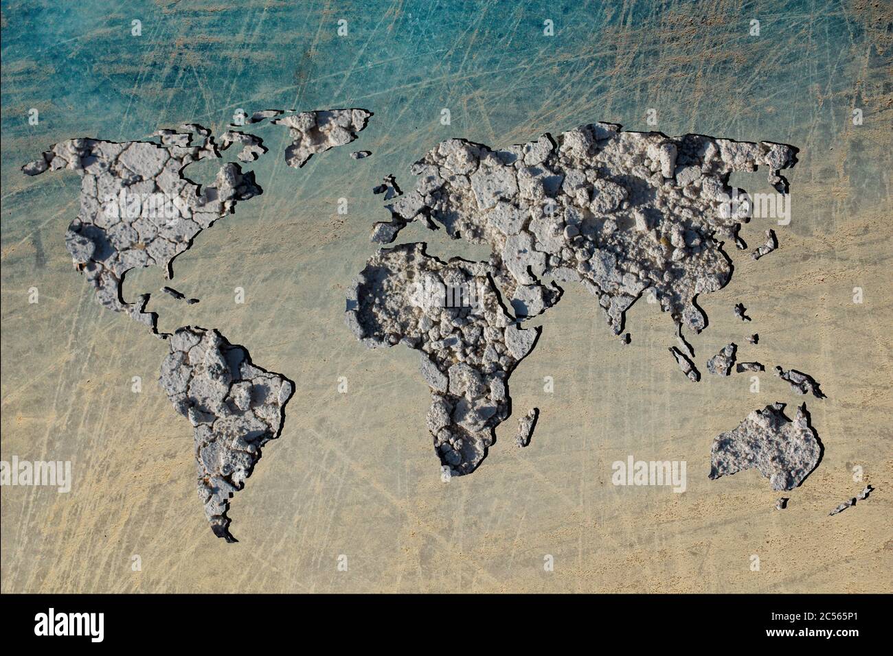 Roughly outlined world map with stone gravel pebble fillings Stock ...