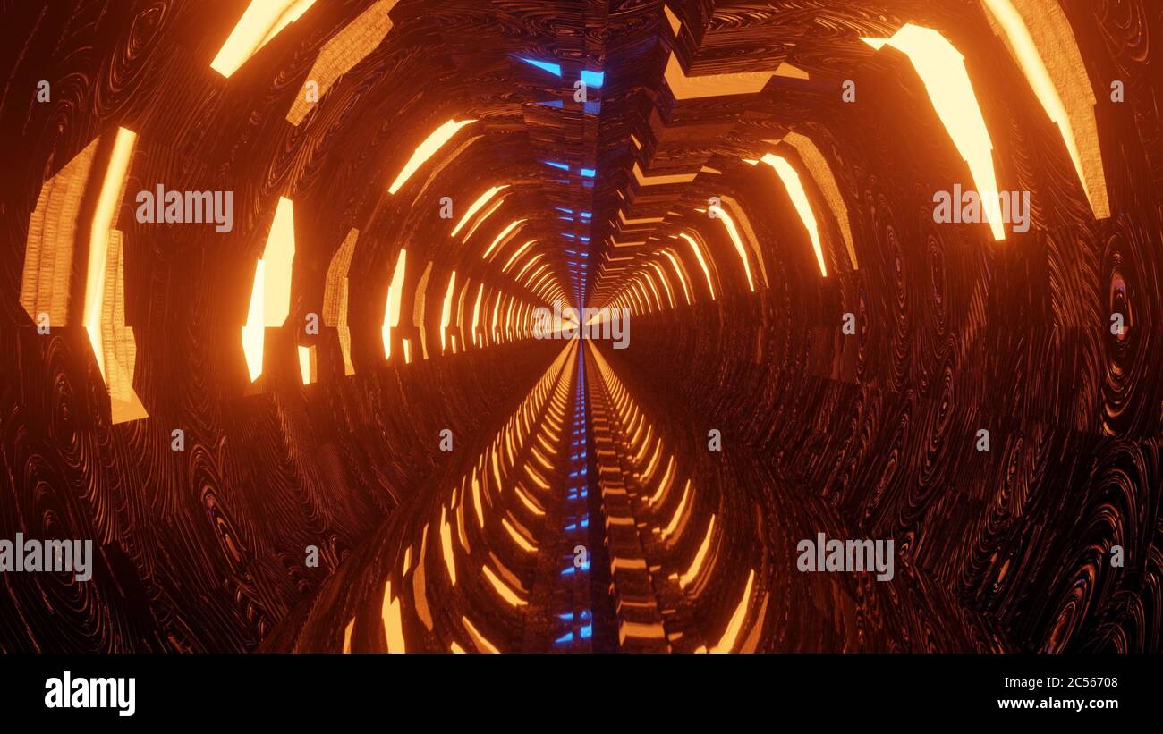 Abstract fragmented psychedelic orange tunnel Stock Photo - Alamy