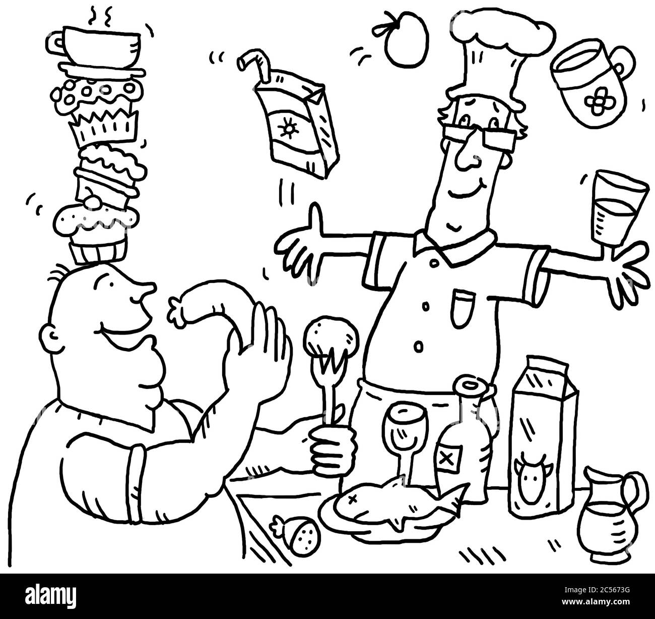 colouring picture, cook and guest Stock Photo - Alamy