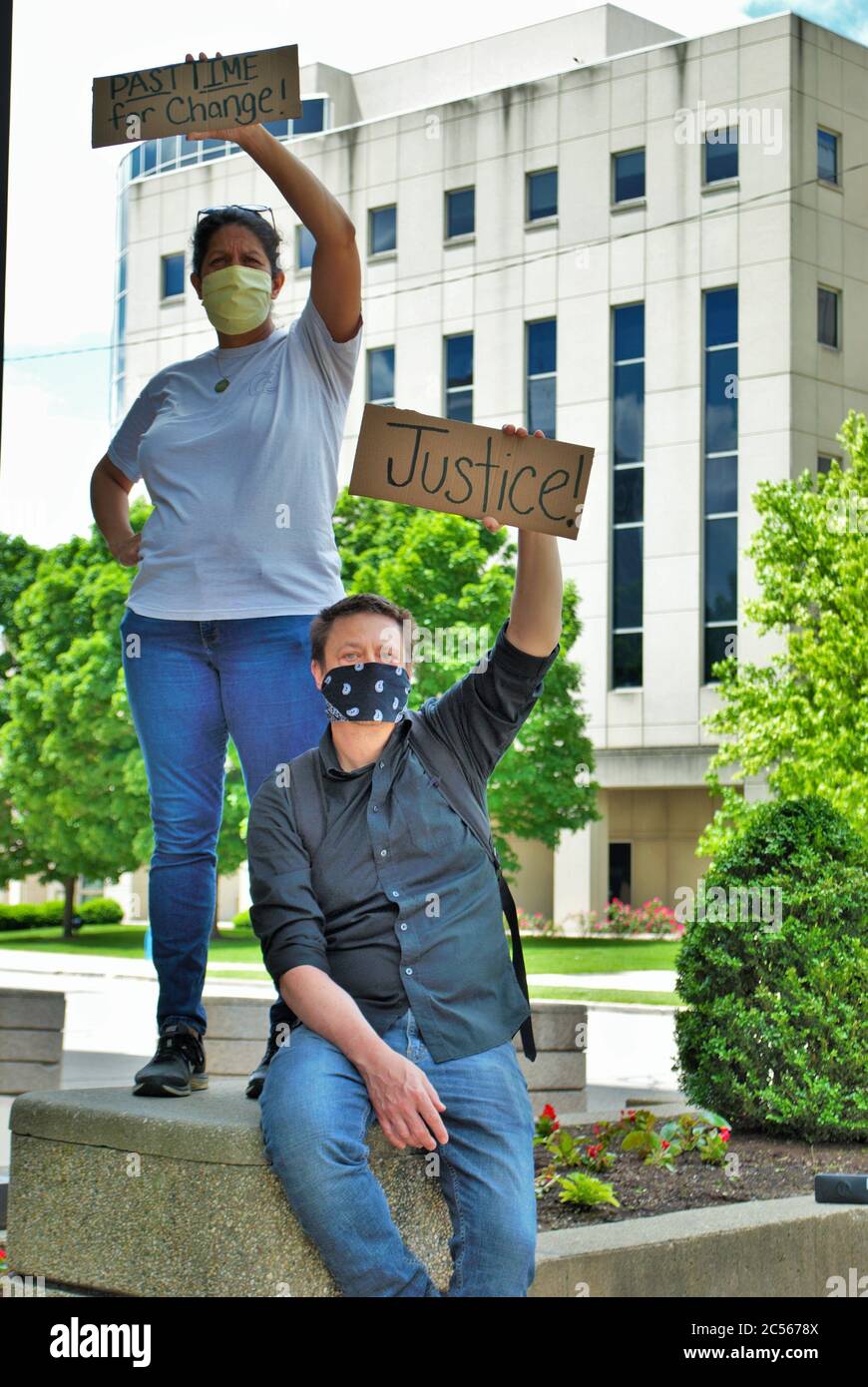 Dayton, Ohio, United States 05/30/2020 protesters at a black lives ...