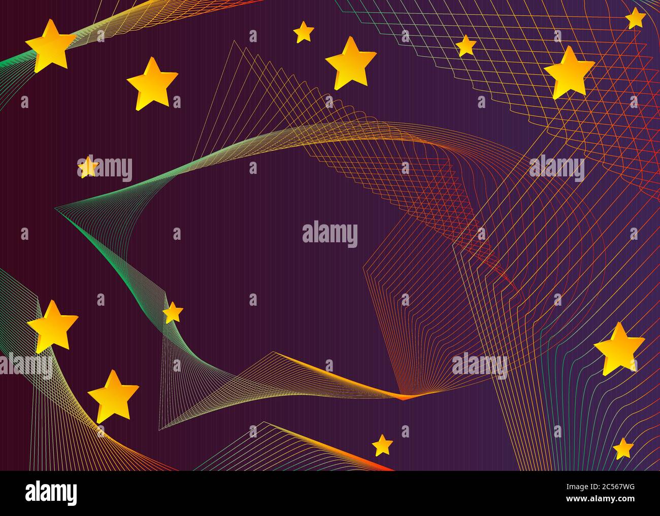 Abstract Background With Dynamic Linear Waves Modern Vibrant Colored Poster Composition Of