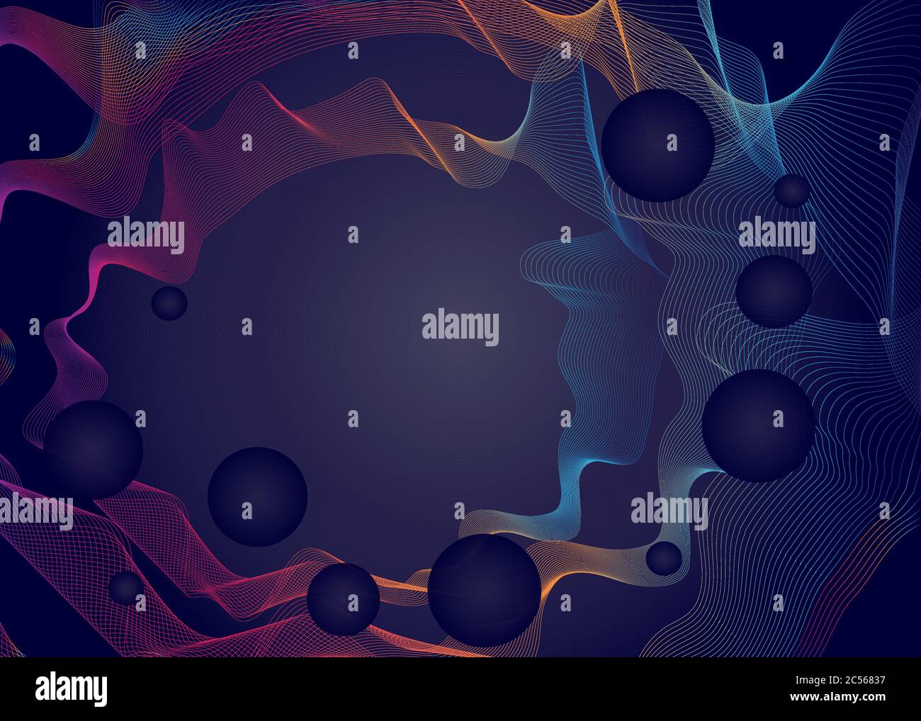 Abstract Background With Dynamic Linear Waves Modern Vibrant Colored Poster Composition Of