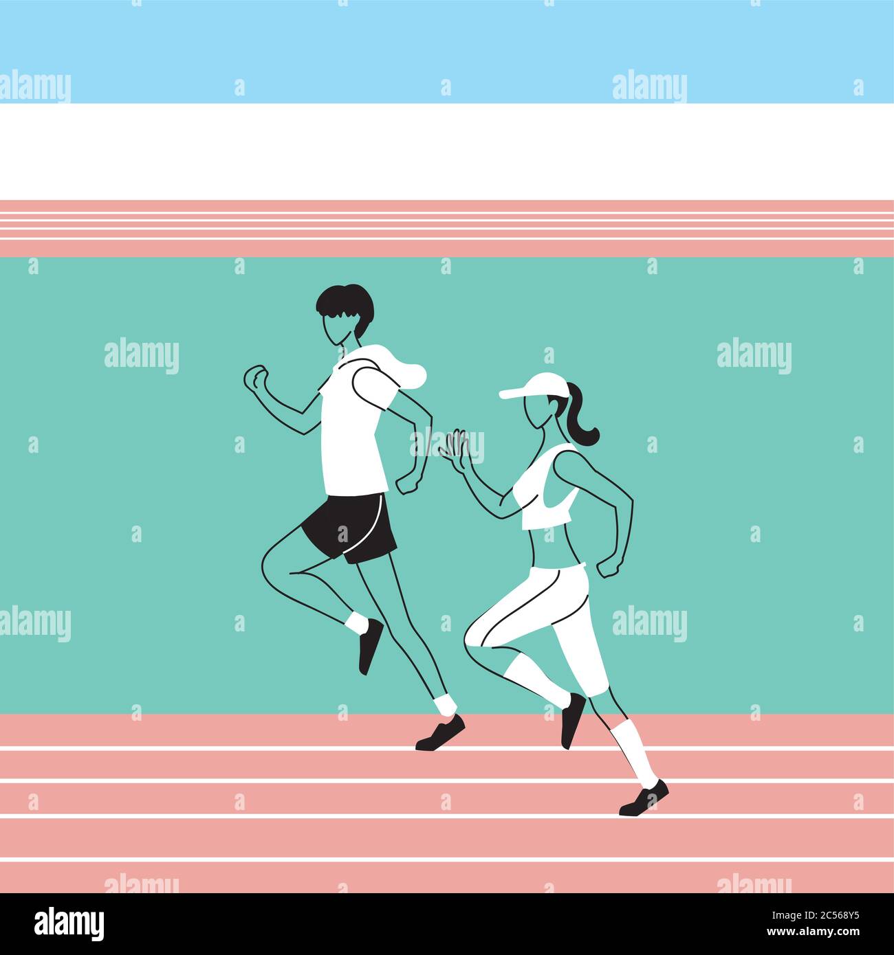 man and woman avatar running design, Marathon athlete training and ...