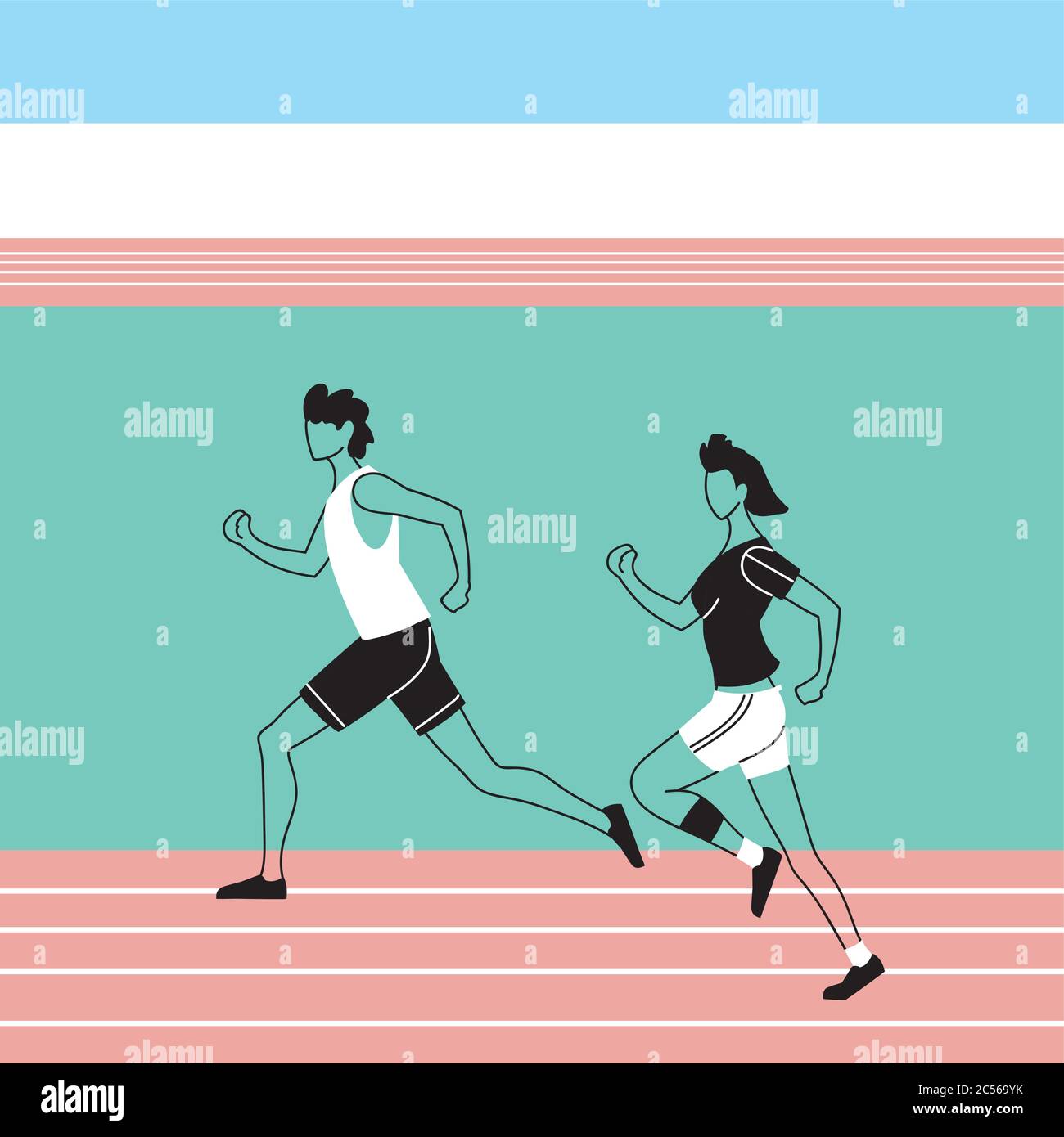 man and woman avatar running design, Marathon athlete training and ...
