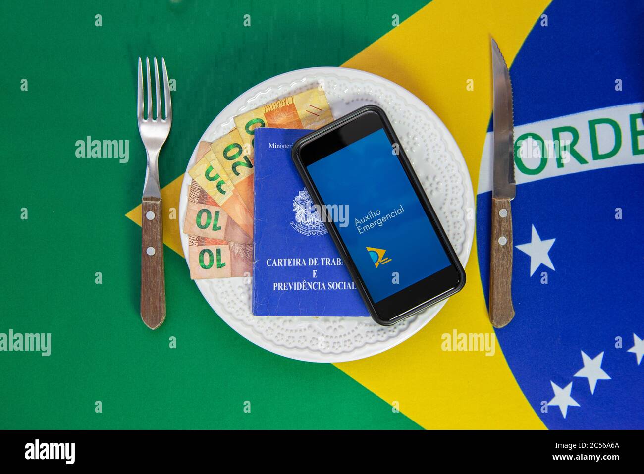 Florianopolis, Brazil. June 27, 2020: Money and Cell Phone with the ...