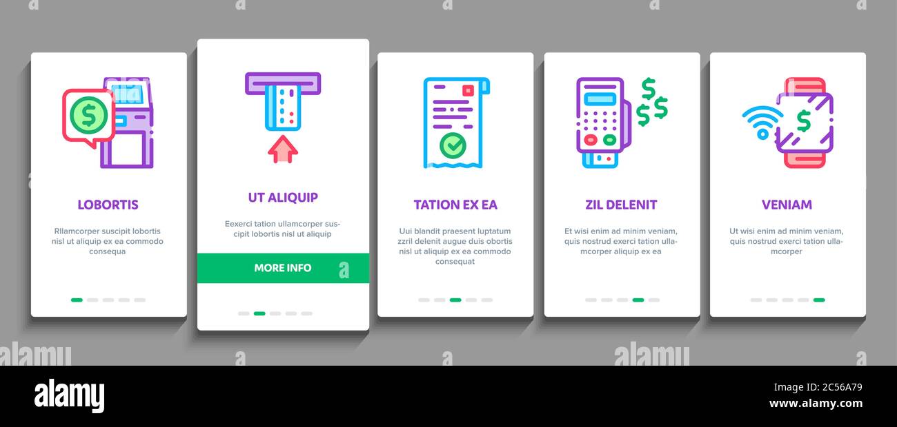 Pos Terminal Device Onboarding Elements Icons Set Vector Stock Vector ...