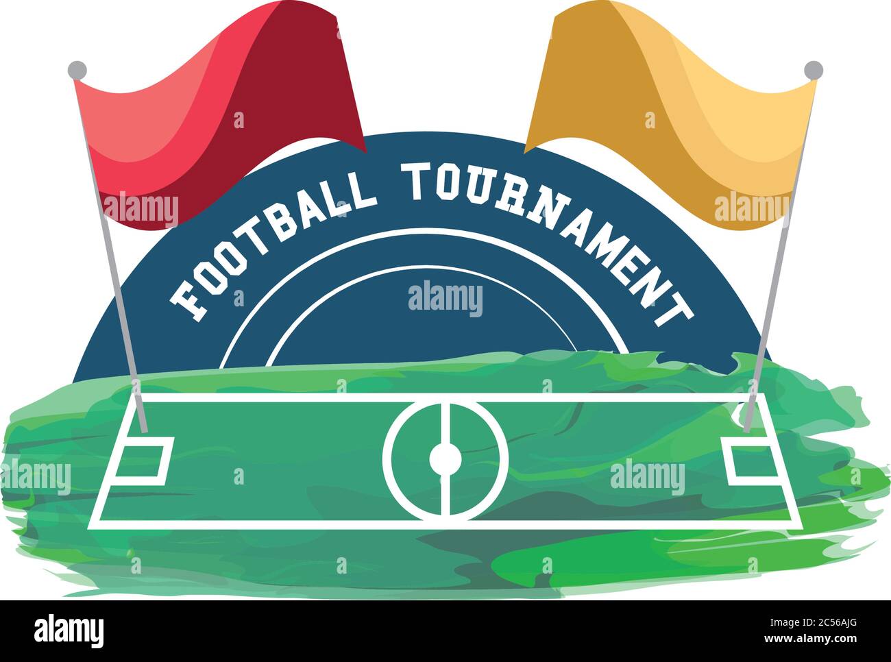 field with flags detailed style icon design, Soccer football club cup ...