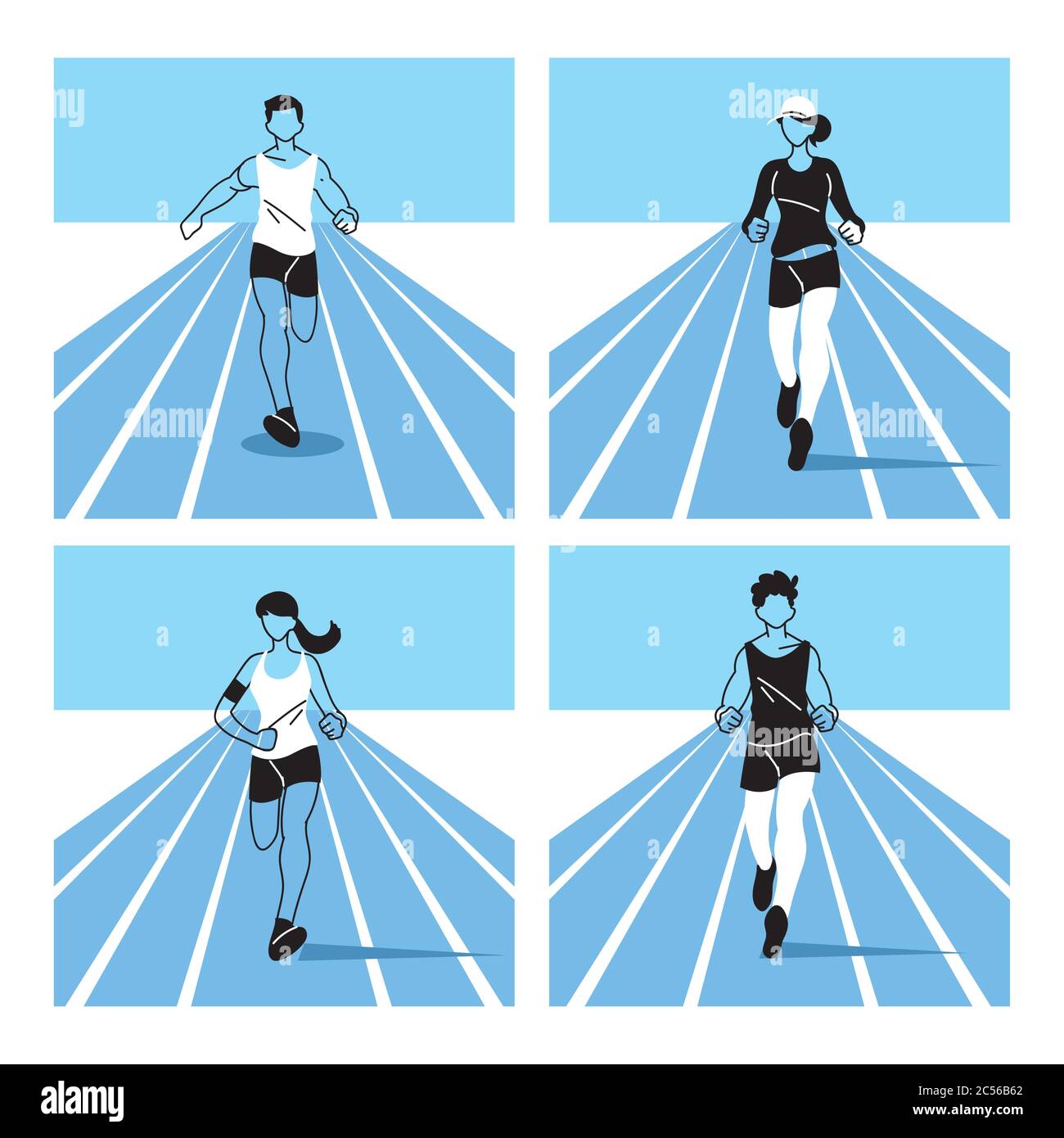 men and women avatars running design, Marathon athlete training and ...