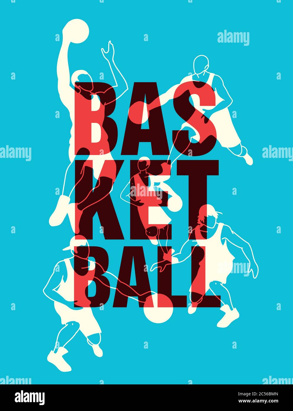 Basketball letters in front of player man with ball silhouette design ...