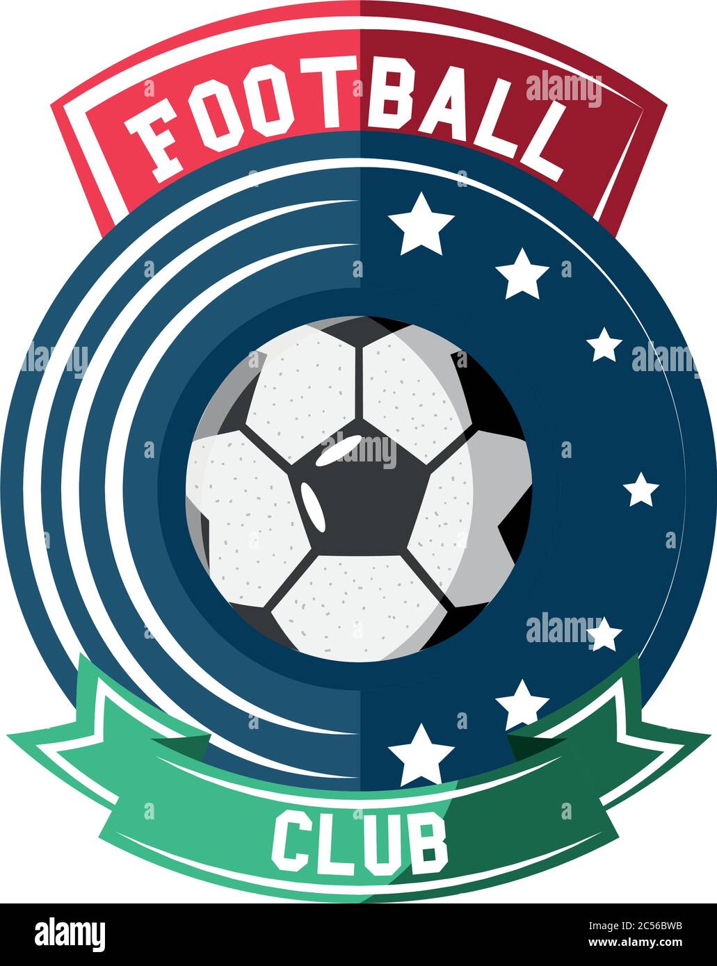 Ball on seal stamp with ribbon detailed style icon design, Soccer ...