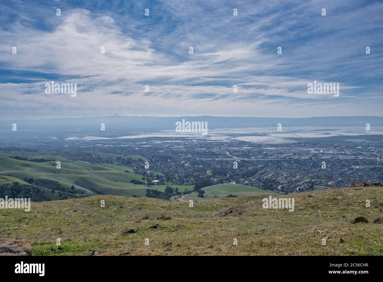 Panoramic shot of the beautiful view in Mission Peak Regional Preserve ...