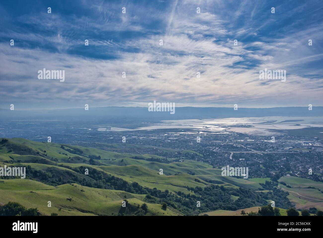 Aerial shot of the beautiful view in Mission Peak Regional Preserve ...