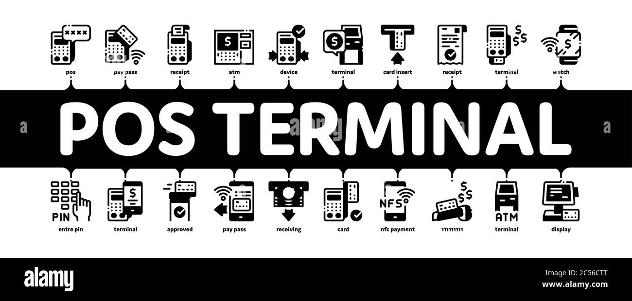 Pos Terminal Device Minimal Infographic Banner Vector Stock Vector ...