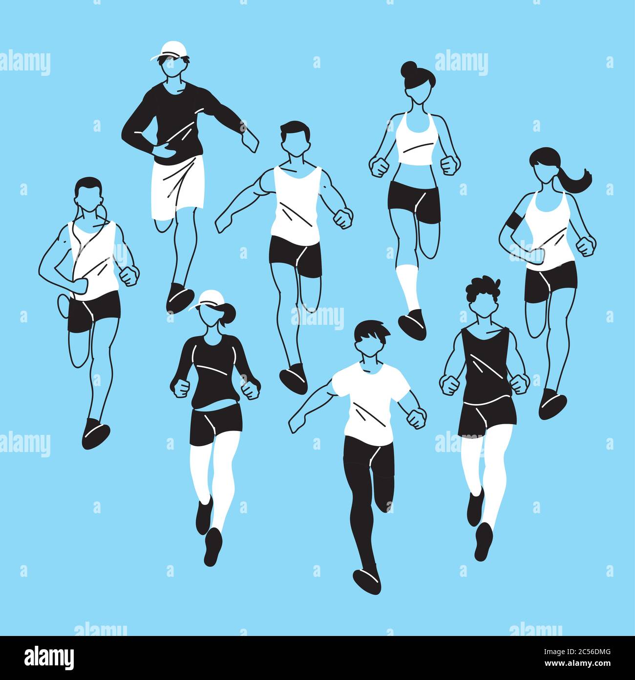 men and women avatars running design, Marathon athlete training and ...