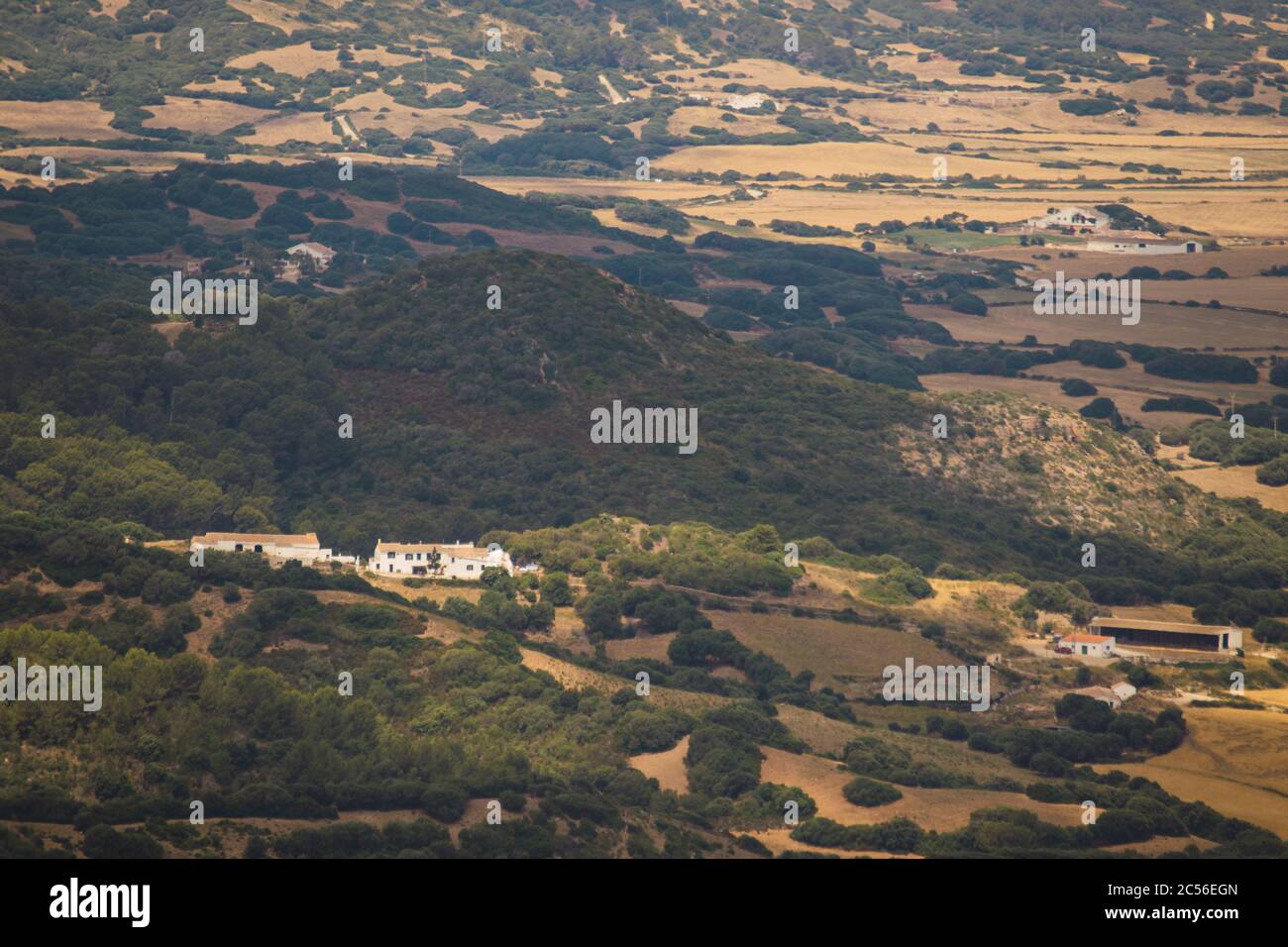 Aerial breathtaking view of the landscape captured in Menorca, Balearic ...