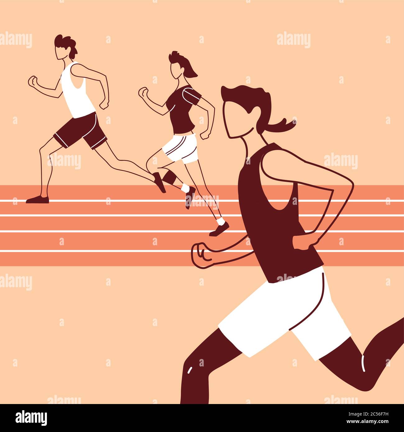 woman and men avatars running design, Marathon athlete training and ...