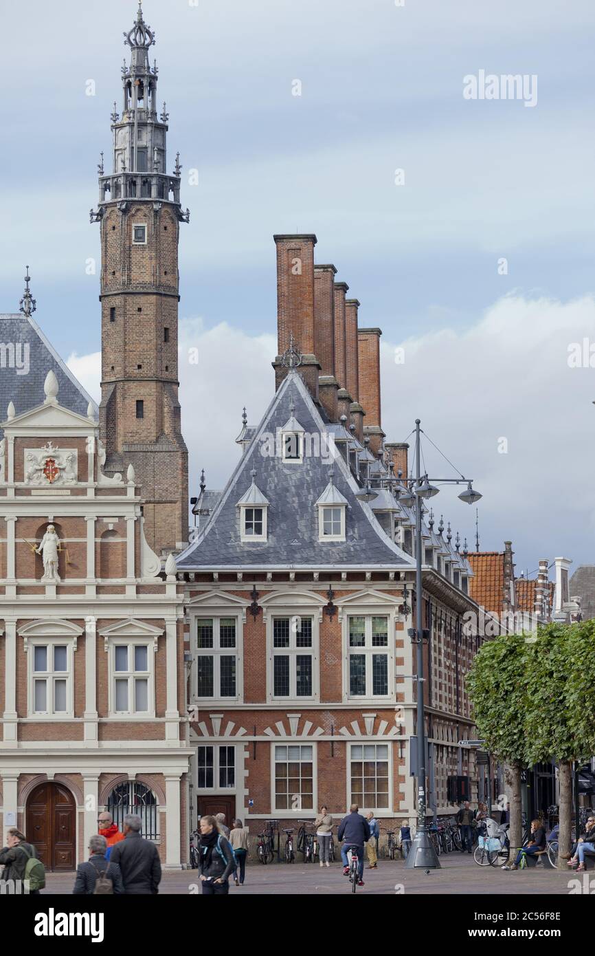 HAARLEM, NETHERLANDS - Oct 05, 2014: Central market square with richly ...