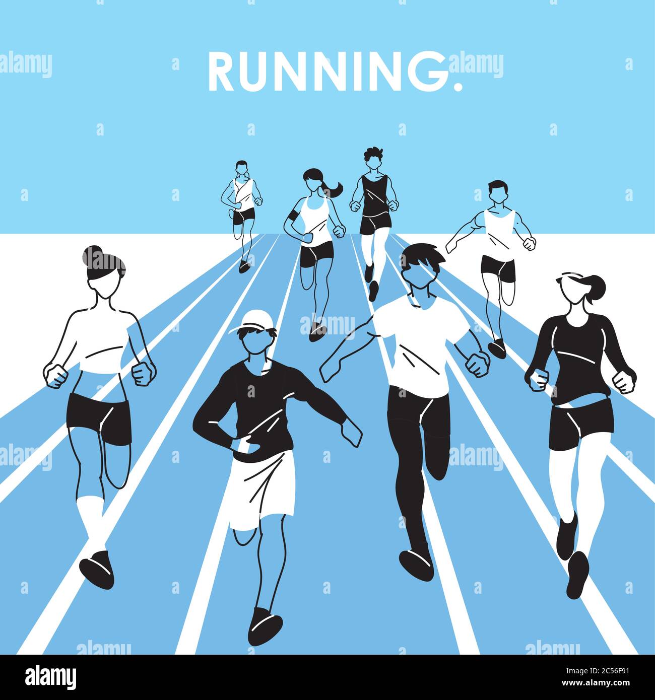 men and women avatars running design, Marathon athlete training and ...