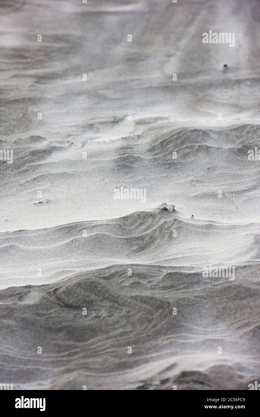 Germany, North Sea, sand structure on a sandy beach during a storm ...