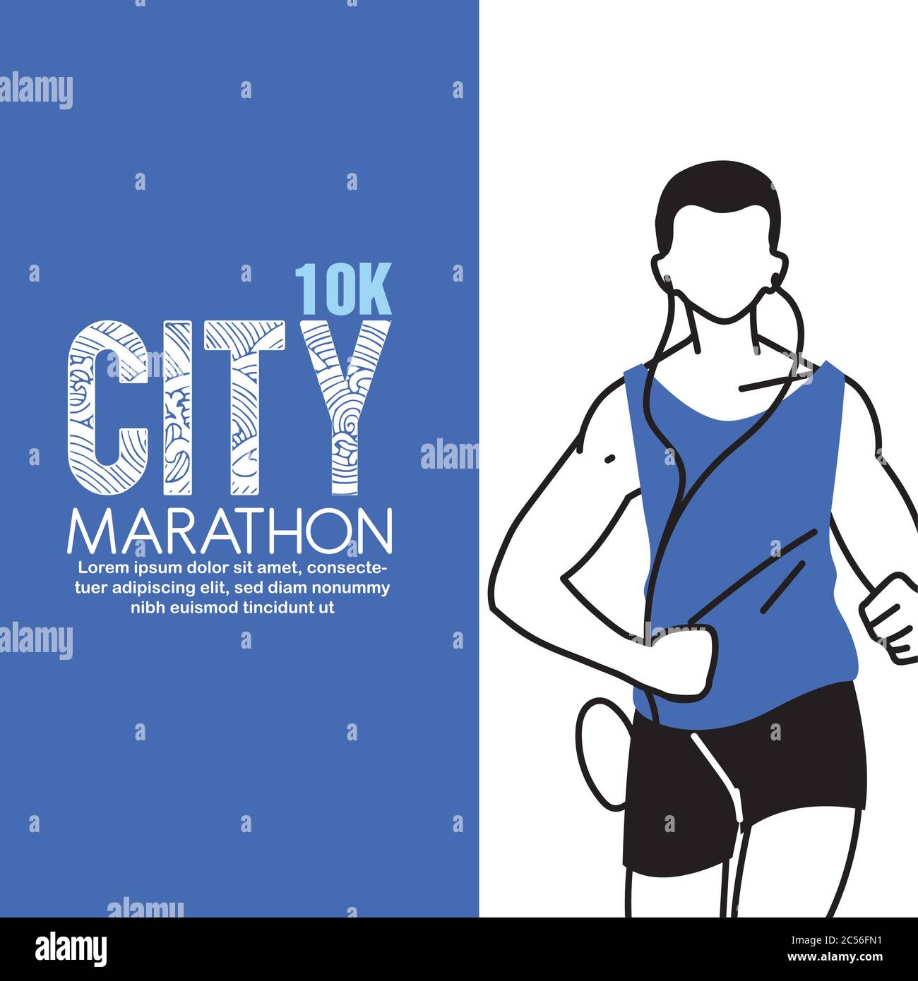 man avatar running and 10k city marathon design, athlete training and ...