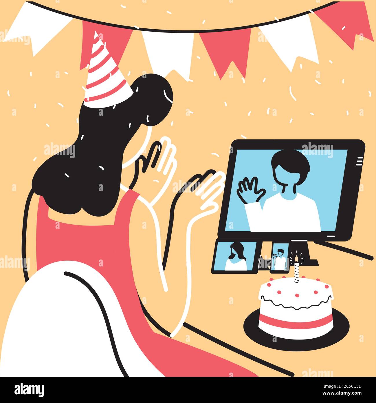 Illustration birthday cake computer theme hi-res stock photography and ...
