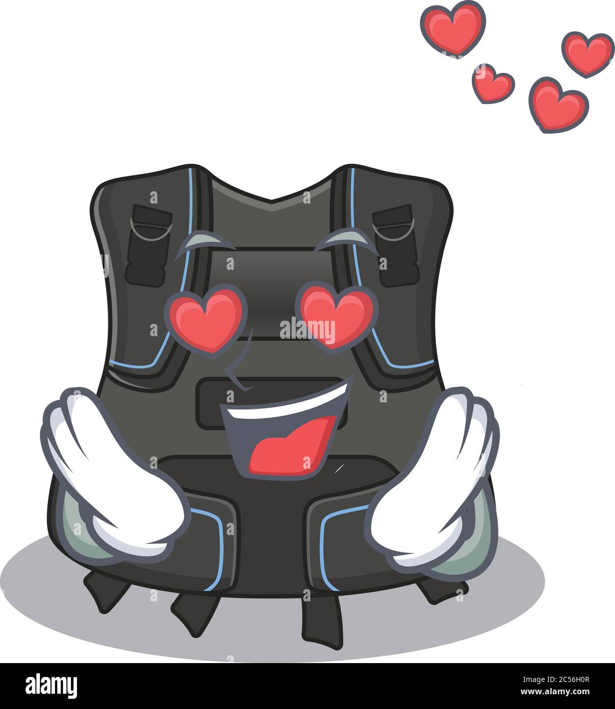 A passionate scuba buoyancy compensator cartoon mascot concept has a ...