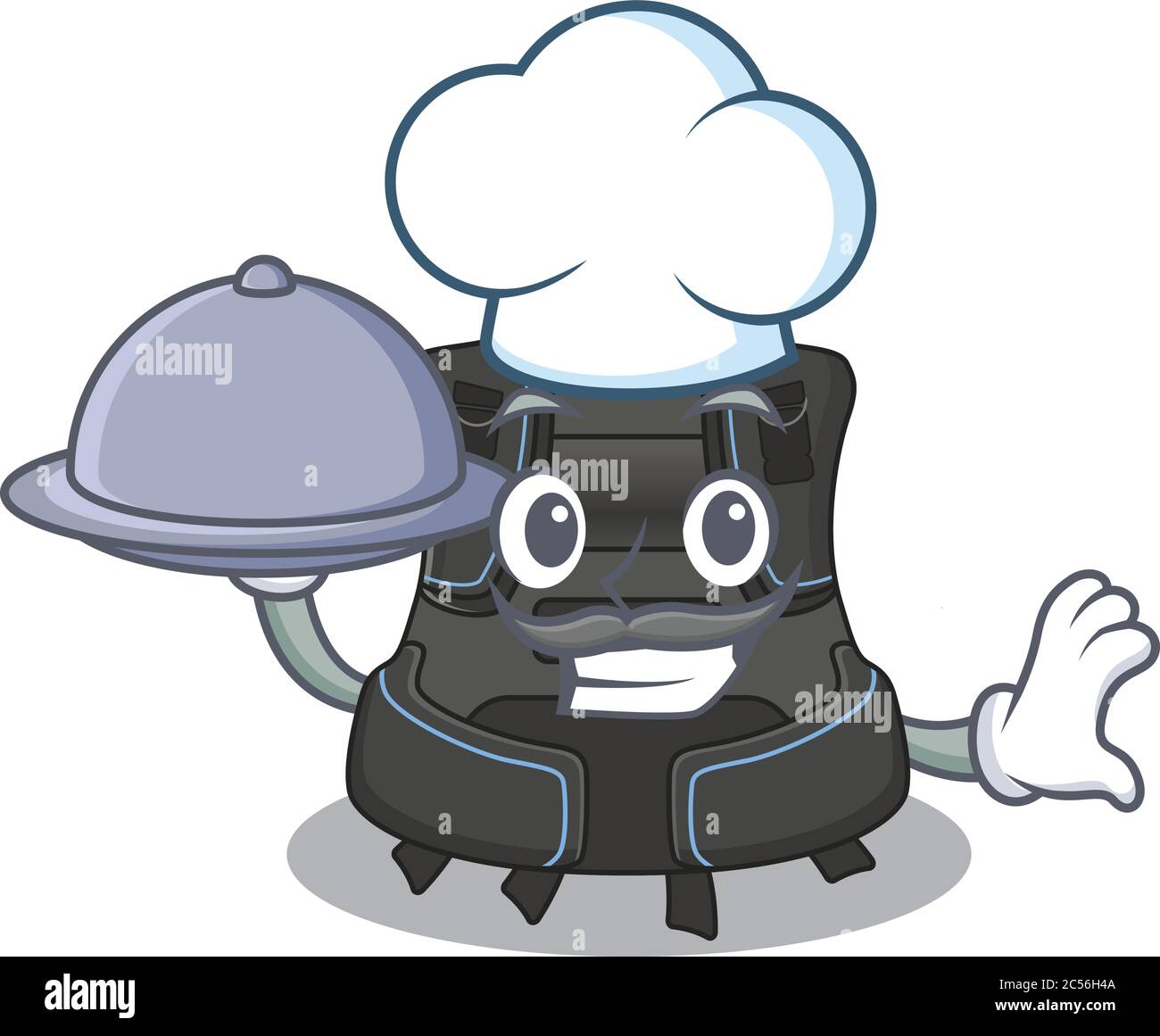 mascot character style of scuba buoyancy compensator chef serving ...