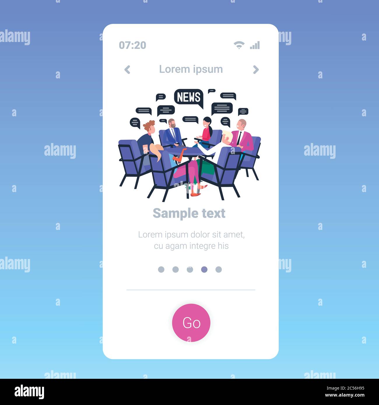 businesspeople chatting during conference meeting chat bubble ...