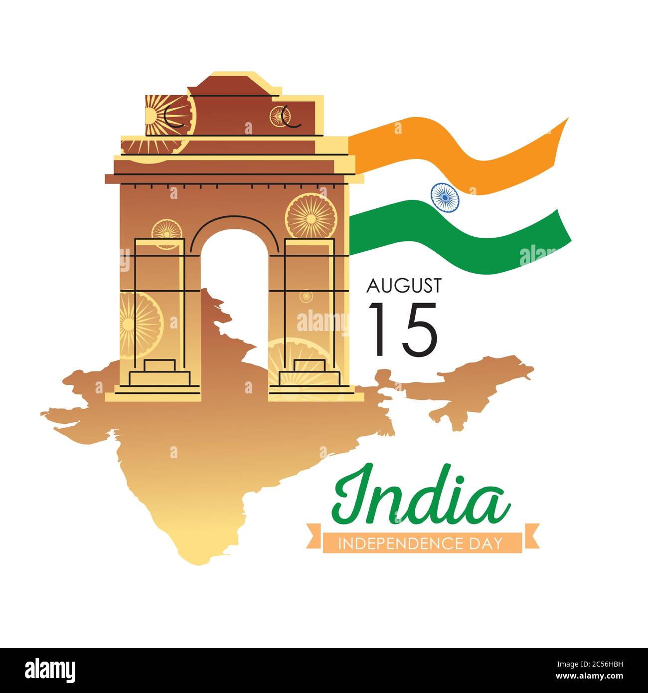 gate with flag design, india independence day and august 15th theme ...