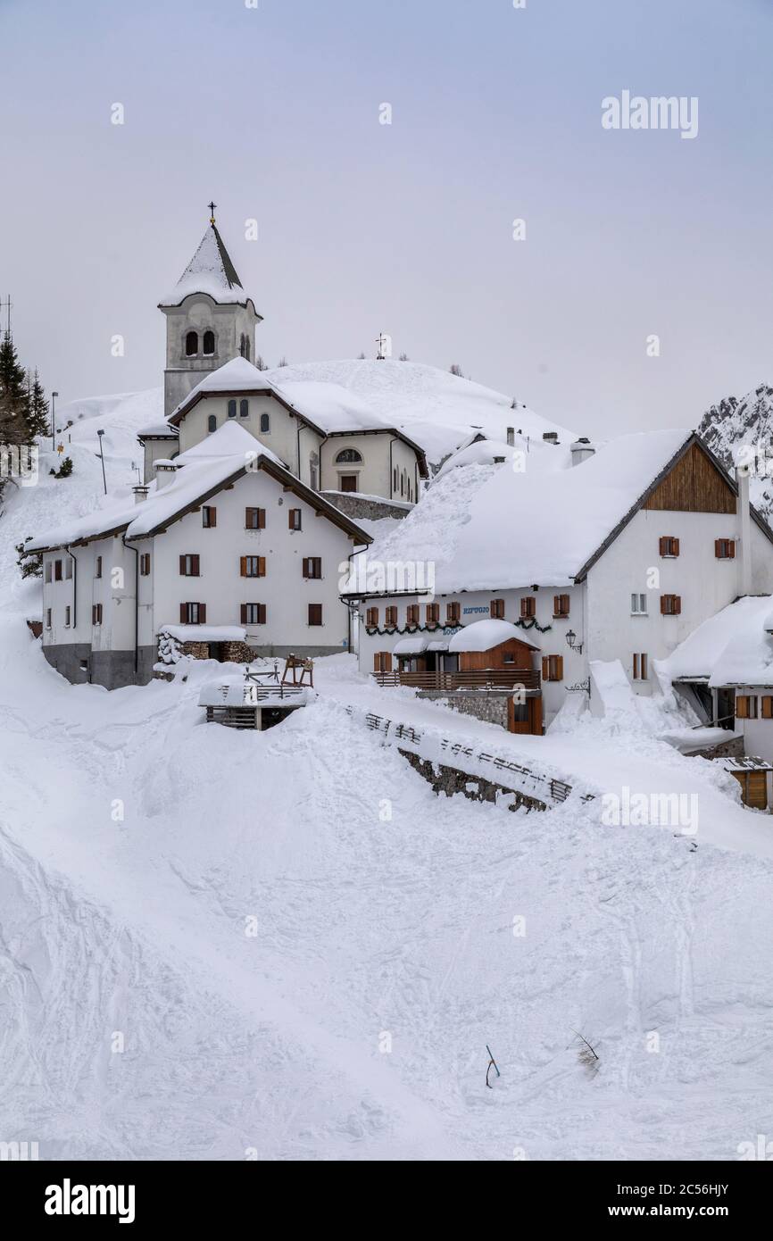 The village on Mount Lussari (Monte Santo di Lussari), Julian Alps ...