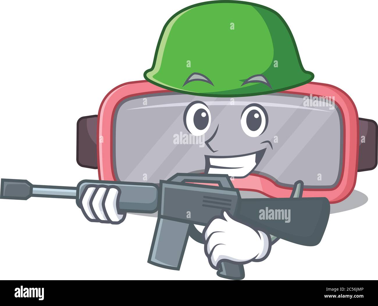 A charming army vr glasses cartoon picture style having a machine gun ...