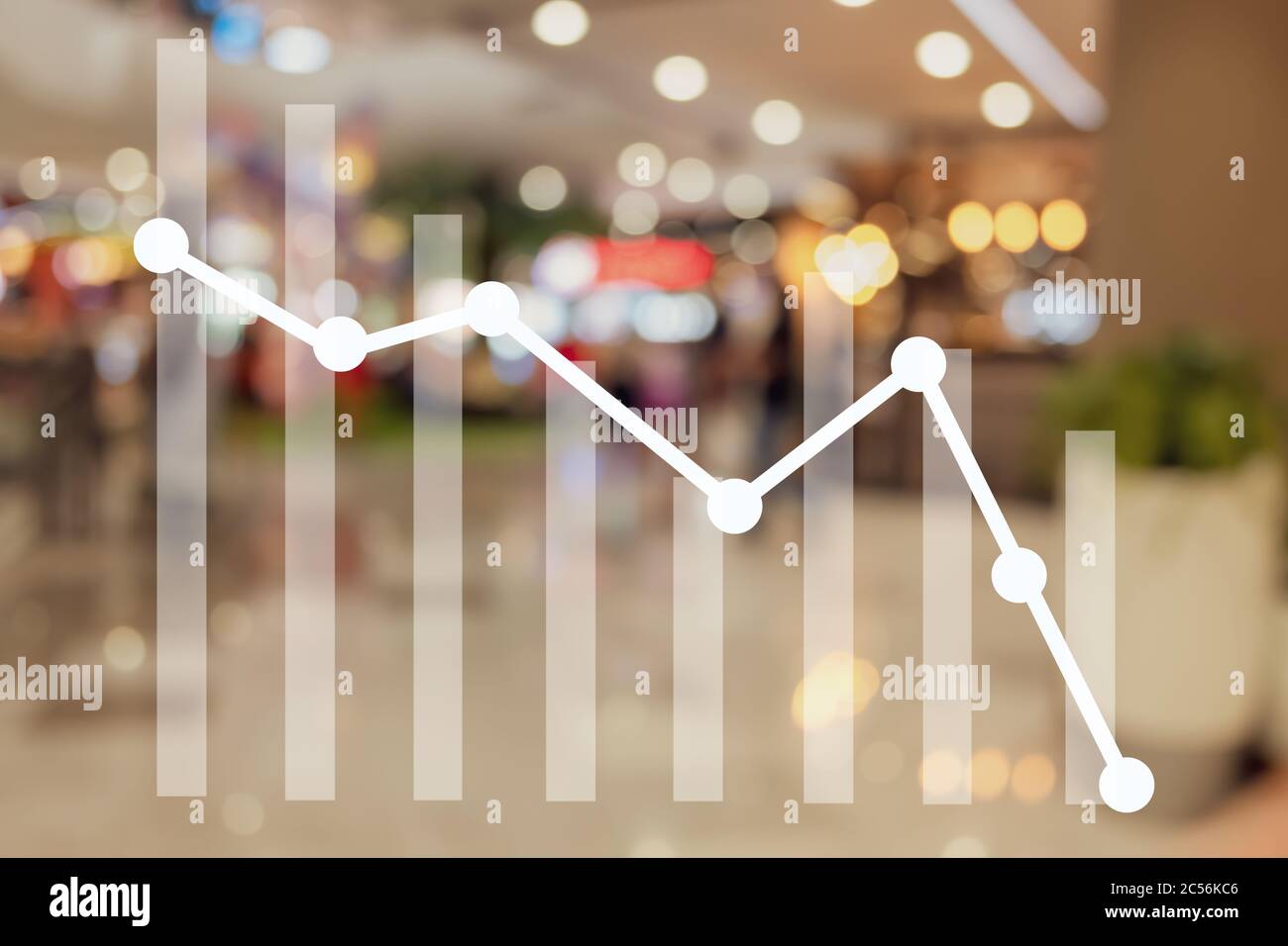 Down trend graph on blur mall department store background. Concept of ...
