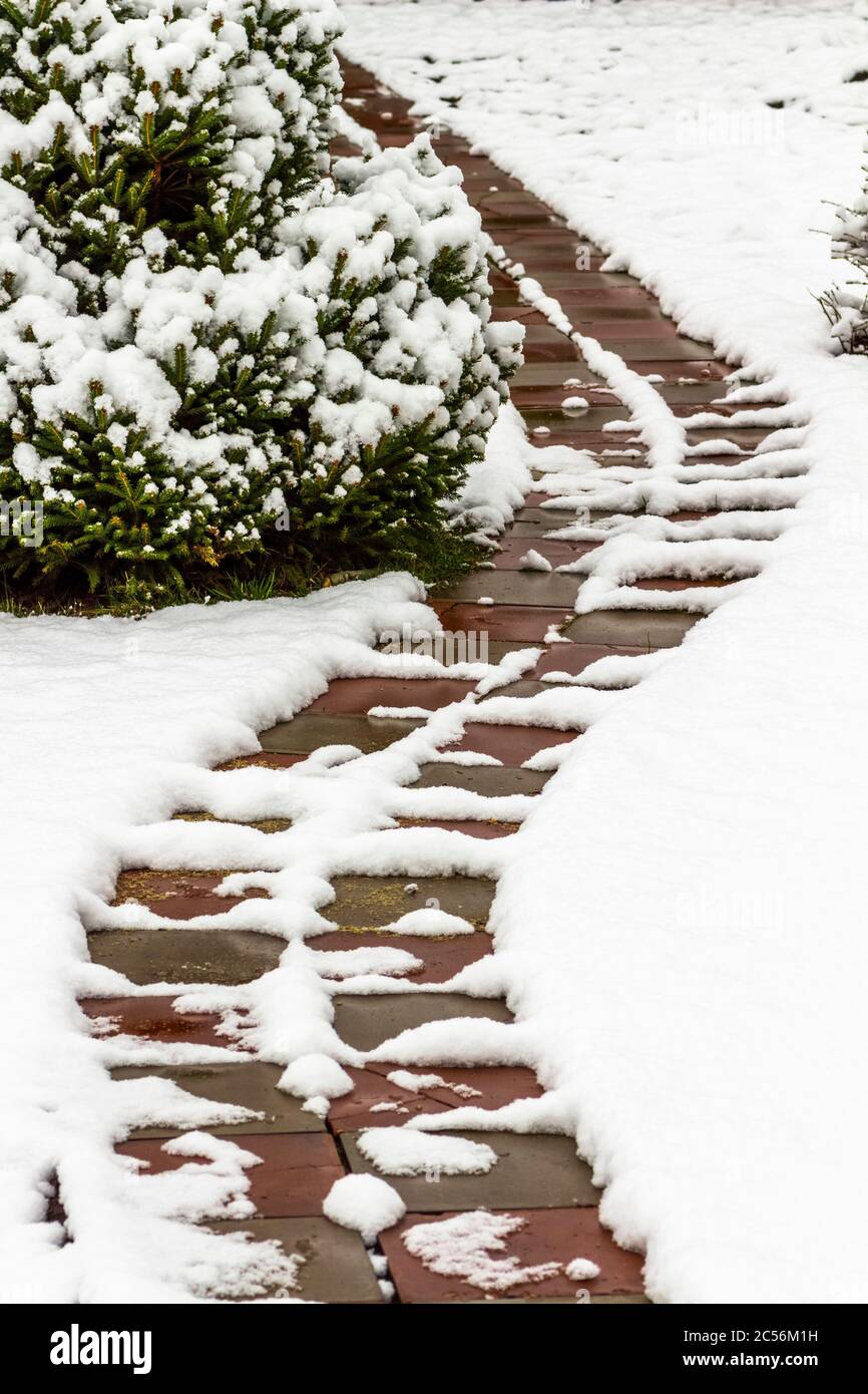 Pathway through snow hi-res stock photography and images - Alamy