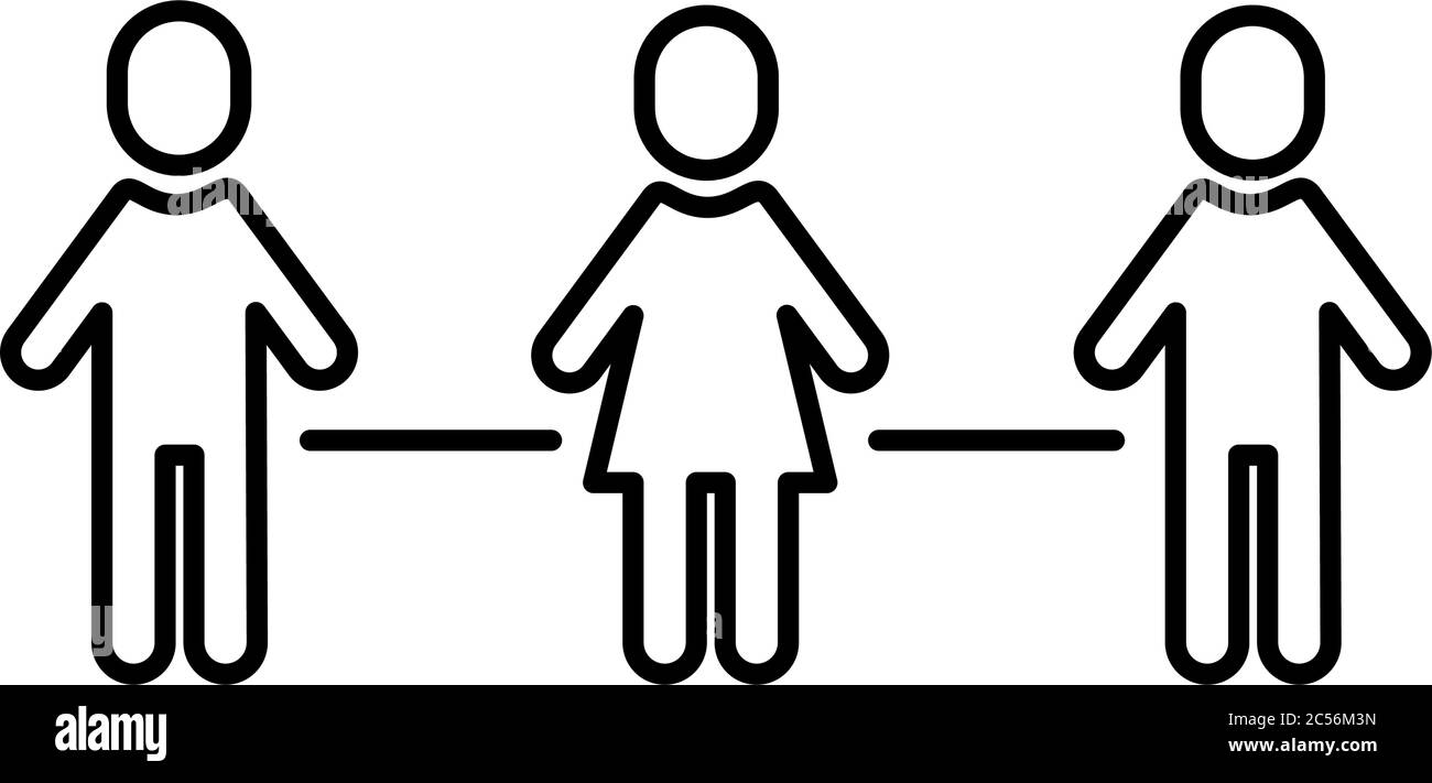 group of humans distance social line style vector illustration design ...