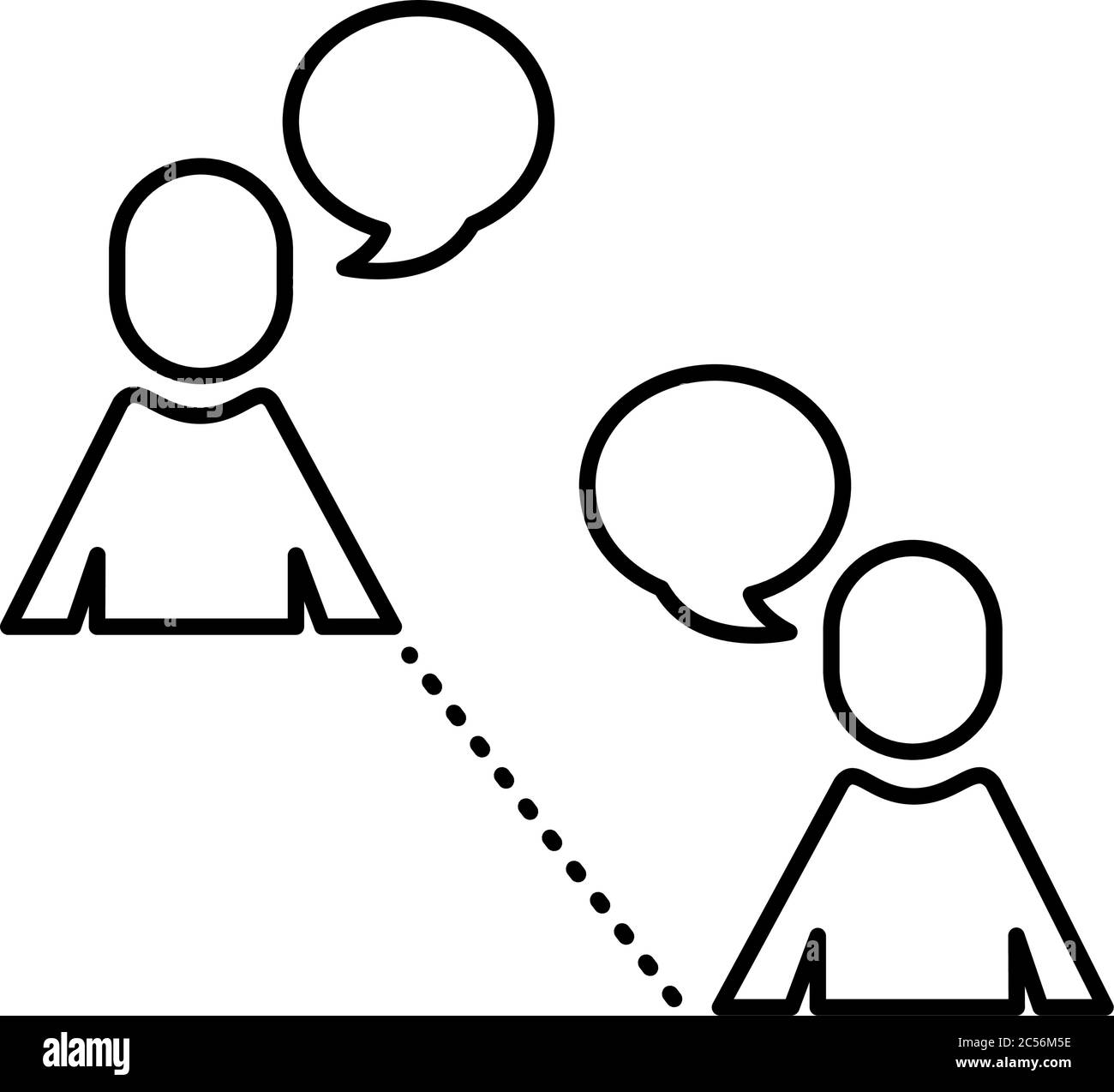 humans silhouettes speaking with distance social line style vector ...